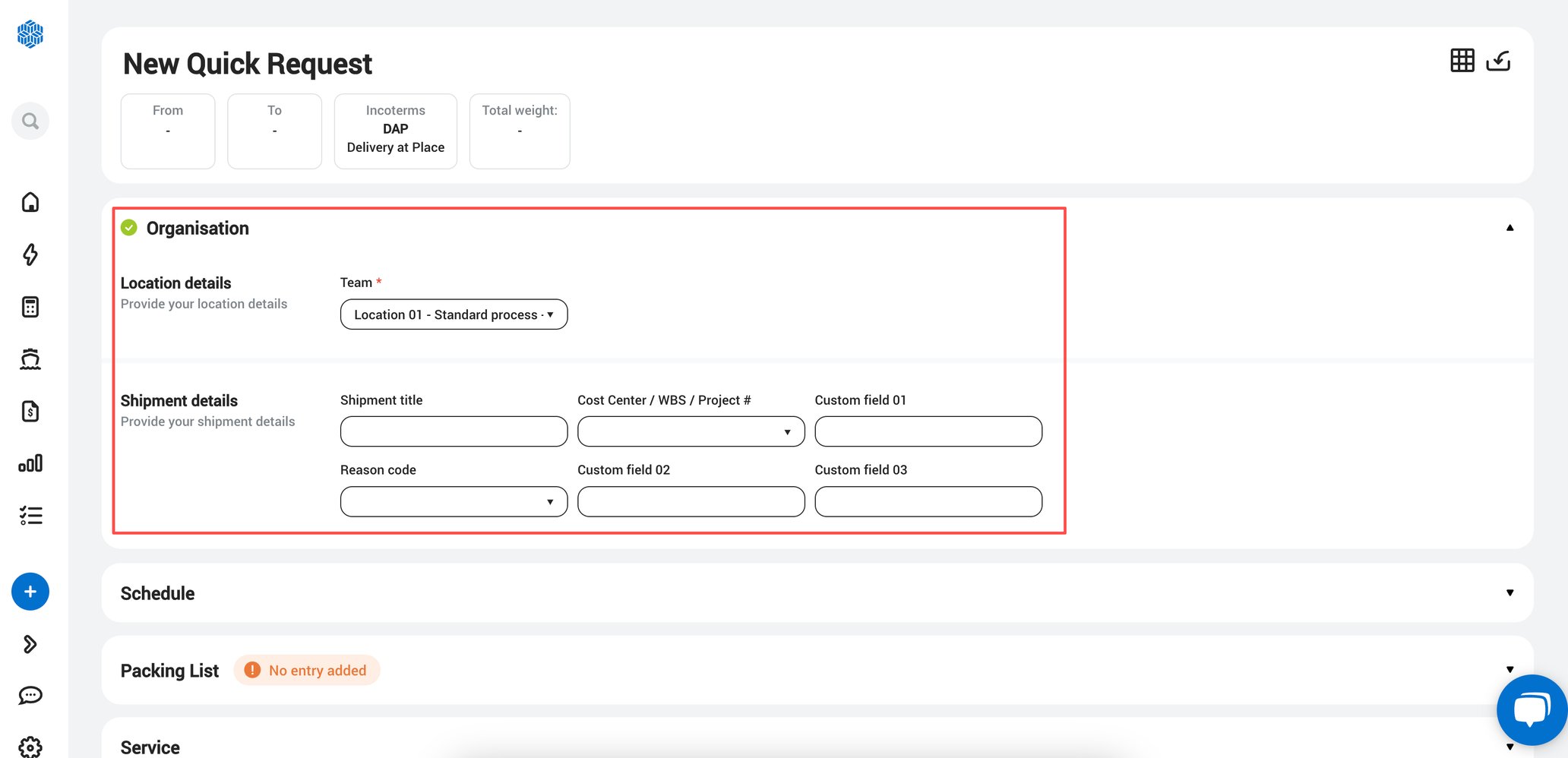 How to create a quick request?